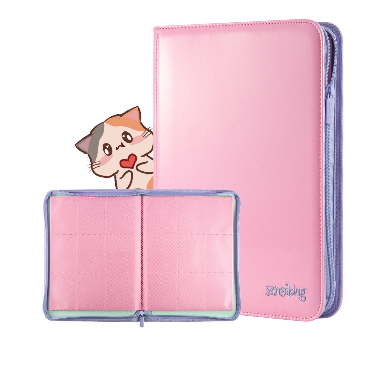 Coral Binder Series - PU Leather Zipper 9-Pocket Coral Pink - Sansekin ...